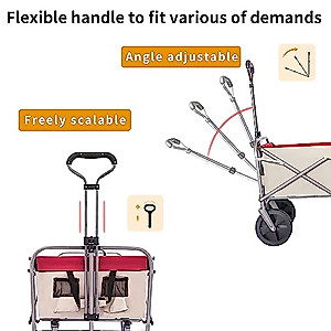 ccko Wagon Cart Collapsible Wagon Foldable Wagon Utility Wagon Folding Wagon Beach Wagon Beach Trolley Cart Large Capacity Wagons (Silver)