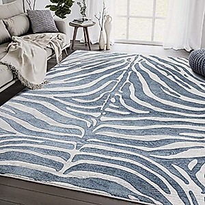 Abani Nova Collection Modern Blue & Grey Zebra Print 7'9" Xx 10'2" Area Rug Rugs Contemporary Style Animal Pattern Rug