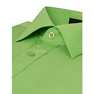 Omega Italy Men's Long Sleeve Dress Shirt Solid Color Regular Fit 25 Colors Apple Green