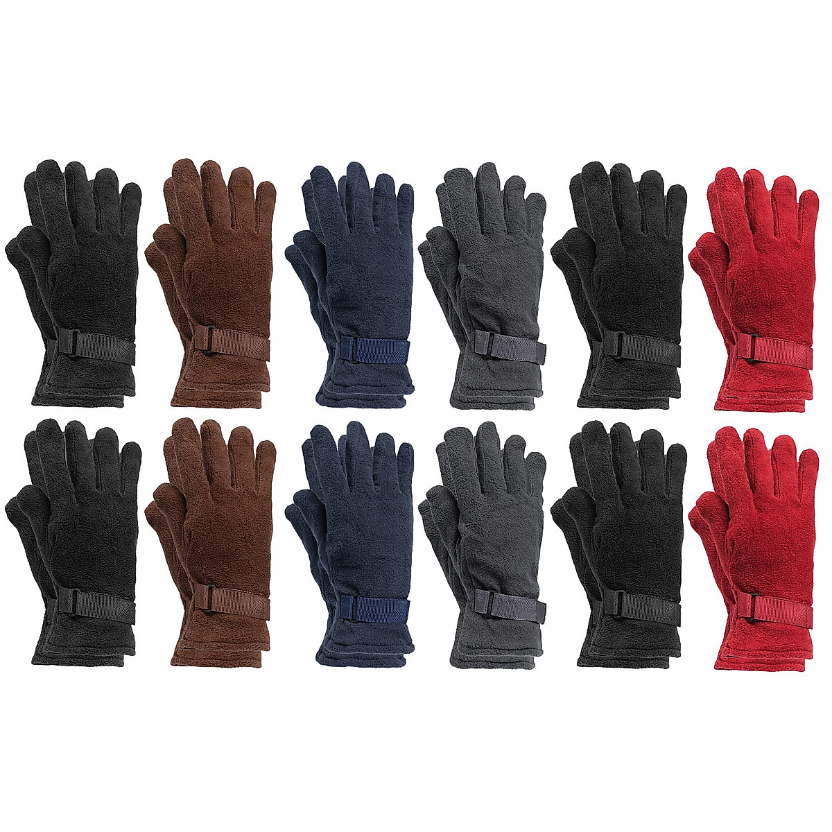 Yacht & Smith Value Pack of Unisex Warm Winter Fleece Gloves, Many Colors, Mens, Womens and Kids