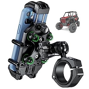 BRCOVAN UTV Phone Mount with Vibration Dampener & High-Speed Secure Lock, Anti-Theft UTV Roll Bar Cellphone Holder Fit Roll Cage Diameter 1.5'' 1.65'' 1.75'' 1.85'' 2'', for 5.4''-7.2'' Smartphones
