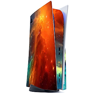 PlayVital Orange Star Universe Full Set Skin Decal for ps5 Console Disc Edition, Sticker Vinyl Decal Cover for ps5 Controller & Charging Station & Headset & Media Remote