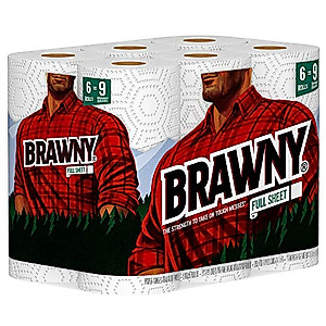 Brawny® Paper Towels, 6 Large Rolls = 9 Regular Rolls, Full Sheets