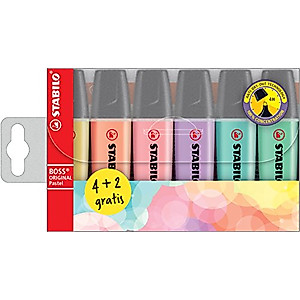 Stabilo Boss Original Highlighters 1x6 Boss Originals + 1x6 Boss Original Pastels