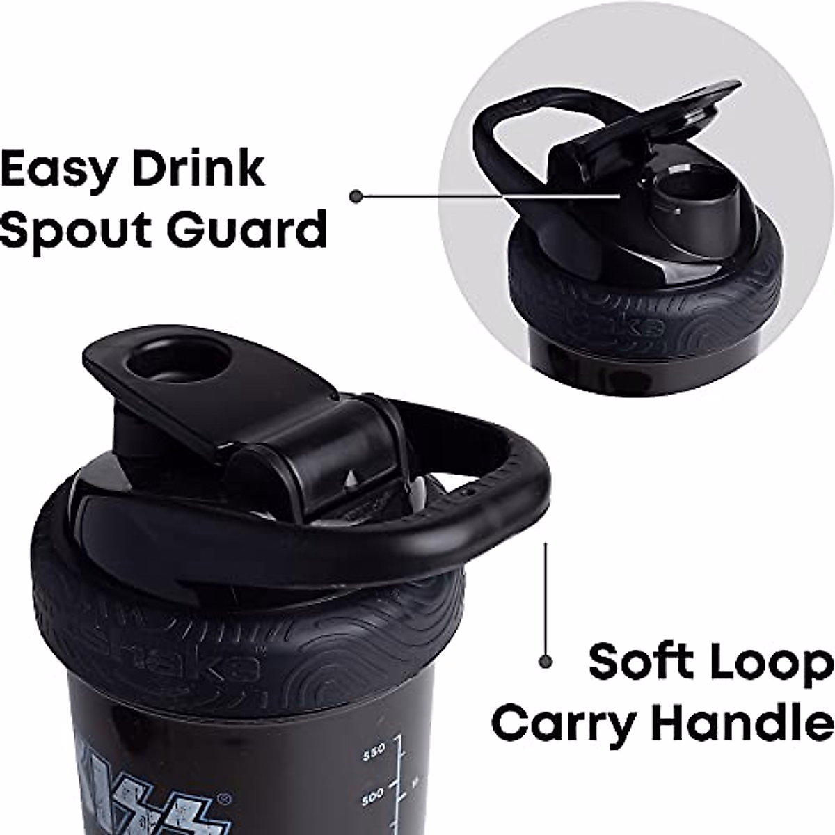 Smartshake Revive KISS Shaker Bottles for Protein Mixes 25 oz – Shaker Cup Workout Smart Shaker Bottles With Storage for Powder + Protein Shakes, Rock Band Collection