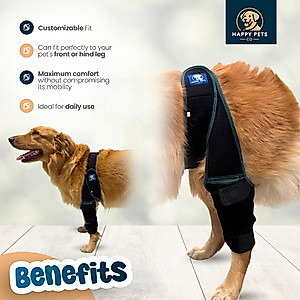 HAPPY PETS CO Dog Knee Brace Adjustable Front Hind Leg Brace for Cruciate Ligament Injury, Luxating Patella, Torn ACL