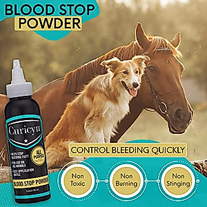 Curicyn Blood Stop Powder - Quick Clotting Styptic Powder for Dogs, Cats, Pigs, Horses, and Pets – All Natural Quick Clot Stop Bleeding Powder for Dog Nails and Minor to Severe External Wounds (3 oz)