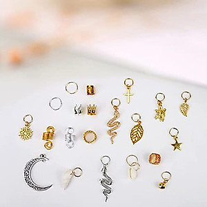 WNJ Hair Clip, 241pcs Dreadlock Jewelry for Women Braids, Hair Accessories with Metal Gold Rings, Cuffs, Clips for Hair Decorations