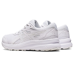 ASICS Kid's Contend 8 Grade School Running Shoes, 5.5, White/White