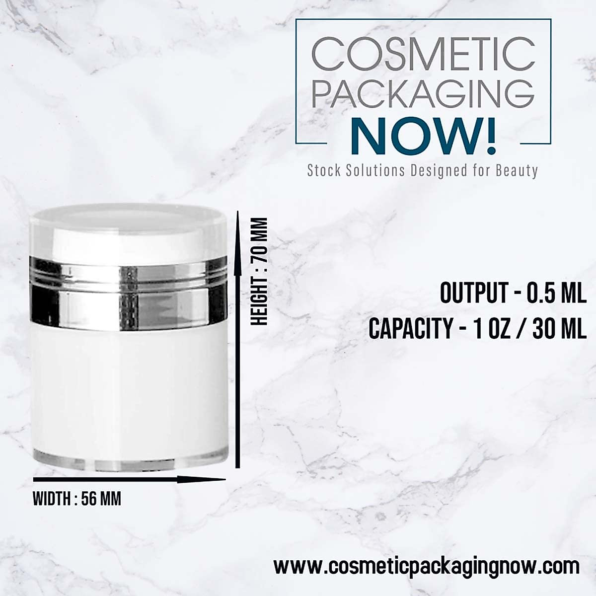 Cosmetic Packaging Now Echo Airless Jar (30 ML, Matte Silver)