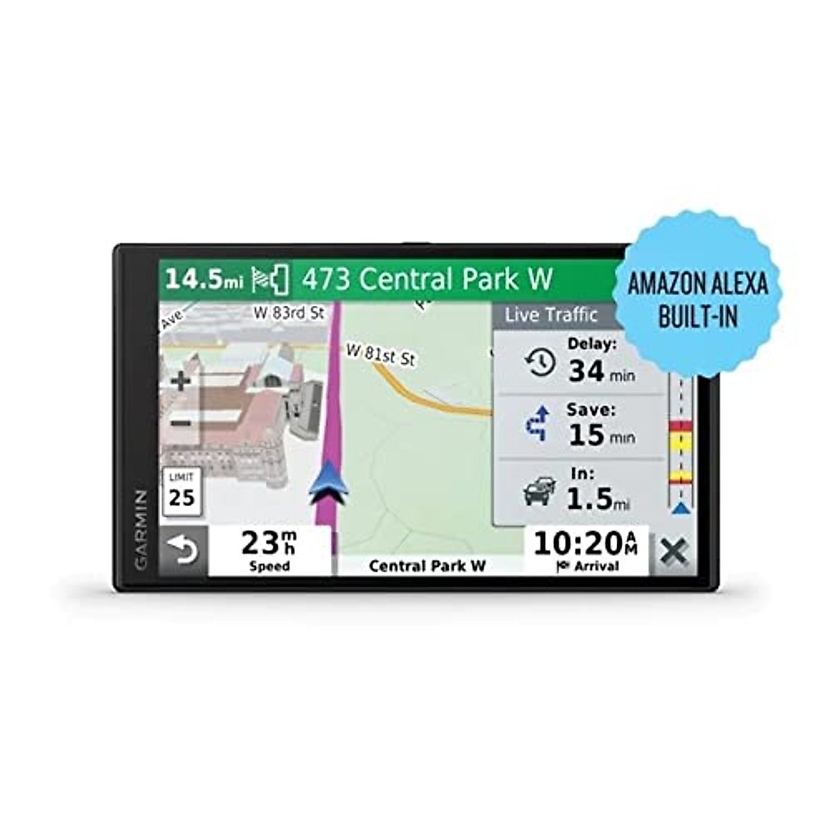 Garmin DriveSmart 65 with Amazon Alexa, Built-In Voice-Controlled GPS Navigator with 6.95” High-Res Display