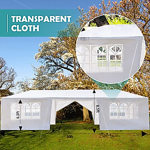 Canopy Tent for Parties Outdoor Patio Gazebo Heavy Duty Wedding Tent with Removable Waterproof Sidewalls White (10'x30')