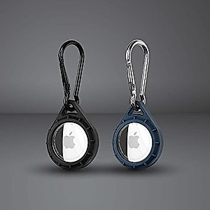 Pelican Protector AirTag Holder - AirTag Keychain w/ Stainless Steel Carabiner Clip [Impact Resistant] [Travel Essentials] - Protective Apple AirTag Case for Dog Collar, Backpack, Keys, Luggage -Black