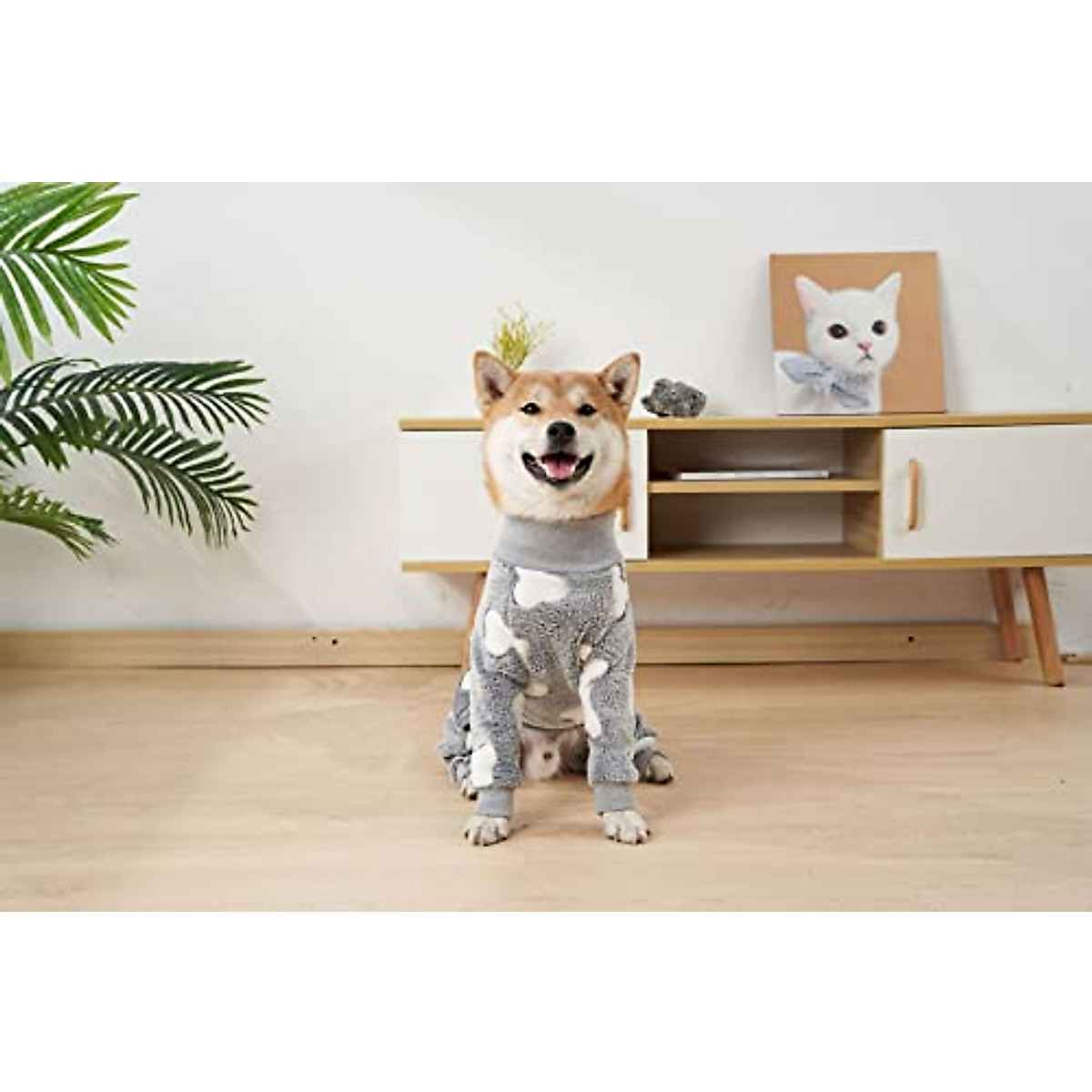 Harikaji Dog Warm Jumpsuit,Pet Winter Flannel Warm Pajamas,Cold Weather Dog Onesie,Dog Winter Clothes for Medium Large Dogs (3XL:Chest<29'', Grey)