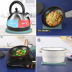 Nstezrne Silicone Trivets for Hot Dishes, Trivet Mat Hot Pads for Kitchen, Silicone Pot Holders for Kitchen, Trivets for Hot Pots and Pans, Heat Resistant Mats for Quartz Countertops, Set of 4 Black