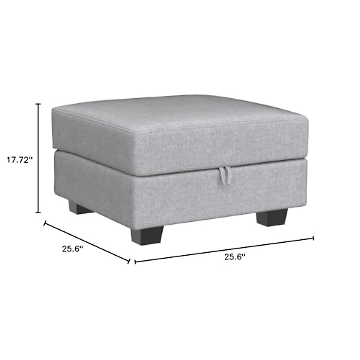 HONBAY Square Ottoman Module for Modular Sofa Couch, Grey