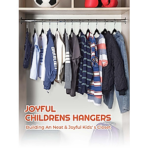 HOUSE DAY Kids Velvet Hangers 50 Pack, Durable Big Kids Hangers 14 Inch Hangers for Youth, Non Slip Kids Felt Hangers, Cute Childrens Hangers for Closet, Kids Black Hangers