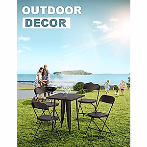 Nazhura Foldable Folding Chairs Plastic Outdoor/Indoor 650LB Weight Limit (Black, 6 Pack)