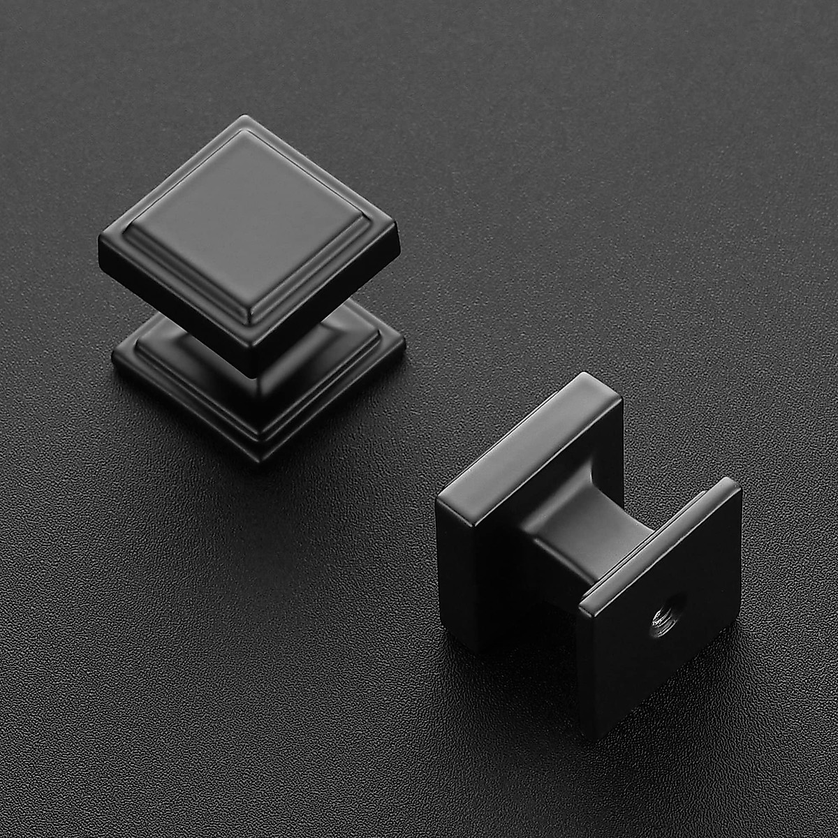 Ravinte 30 Pack Matte Black Square Kitchen Cabinet Knobs,Zinc Solid Drawer Pulls,Farmouse Cabinet Handles for Cupboard, Dresser, Closet and Bathroom, Modern Cabinet Hardware for Cabinets