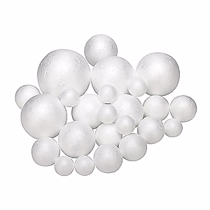 Worown 24 Pack 5 Sizes (1 to 2.4 Inches) White Foam Balls, Solid Polystyrene Balls for Arts & Crafts, Ornaments School Projects Wedding Decorations