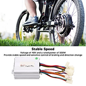 Alomejor Ebike Motor Speed Controller Kit, 48V 500W Electric Brushed Speed Controller with Throttle Pedal for Electric Motorcycles
