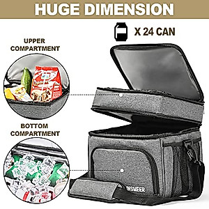 INSMEER [2023 NEW Large Lunch Box for Work, 24 Can Mens Lunch Box, 16L 2 Layers Lunch Bag Insulated Lunch Cooler for Adults Women Office Picnic, Grey