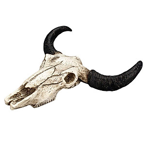 Tvoip 1Pcs Resin Wall Hanging Horn Skulls Steer Bull Head Sculpture Long Horn Cow Skull Wall Hanging Mounted Longhorn Steer Resin Wall Deco (NO.1)