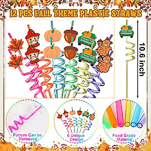Erweicet Fall Party Favors 72 PCS Autumn Slap Bracelet DIY Stickers Plastic Straws Silicone Bracelets Tattoo Stickers Gift Bags for Kids Fall Harvest Party Classroom Rewards Goodie Bag Filler