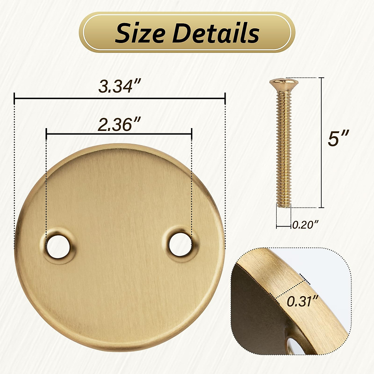 RP31556CZ Overflow Plate and Screws Drain Kit Replacement for Delta Tub, Champagne Bronze Color