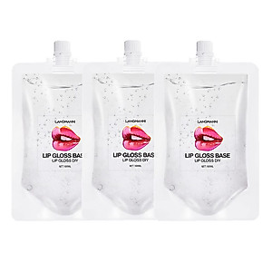 BIOKUSY Lip Gloss Base 3 Pack (10 OZ), Moisturizing Clear Base Gel Shimmer Makeup Primers Lipstick Material Oil for DIY (Clear 3 Pack 100ML)