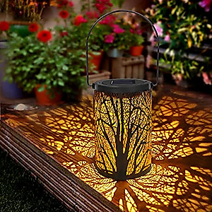 Solar Lantern Outdoor Lights for Decorative Atmosphere Hanging Garden Lantern Cylindrical Table Lamp Night Light Warm Lighting for Courtyard, Party, Walkway,Terrace, Garden, Lawn (2 Pack)
