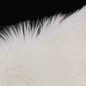 LOVEHOME Round Wool Seat Cushion,Sheepskin Chair Cover,Soft Fur Chair Pads Fluffy Seat Cover Cushions for Stool Or Barstool-White 30x30cm(12x12inch)