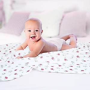 david's kids 4 Pack Baby Muslin Swaddle Blankets, 100% Cotton Swaddling Blankets Wrap for Girls, Ultra Soft Breathable Receiving Blanket, New Born Essentials, Floral Flowers/Pink