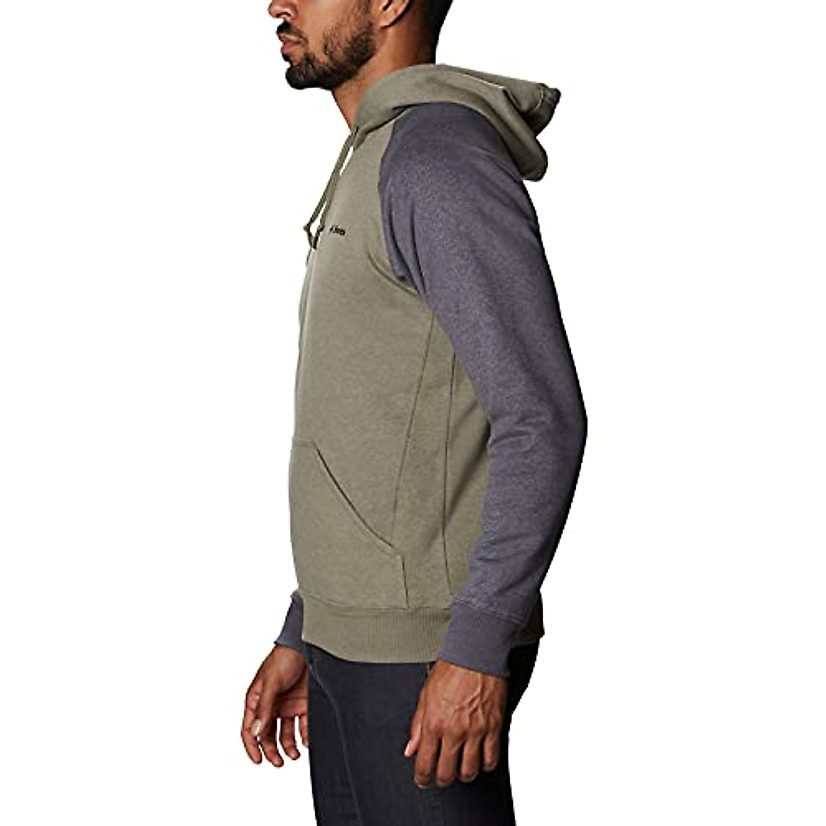 Columbia Men's Hart Mountain II Hoodie, Stone Green Heather/Shark Heather, Large