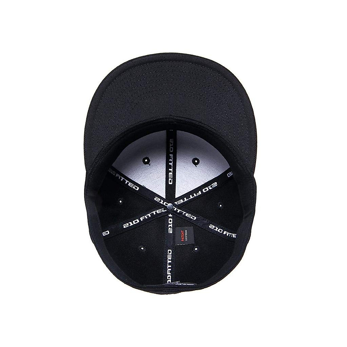 Premium 210 Flexfit Fitted Flatbill Hat with NoSweat Hat Liner (L/XL (7 1/4” - 7 5/8”), Black)