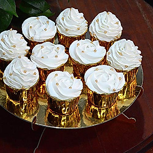 1-Tier Gold Round Cardboard Cupcake Stand Dessert Stand Reusable Birthday Wedding New Year Decoration Mini Cake Stand 2pcs