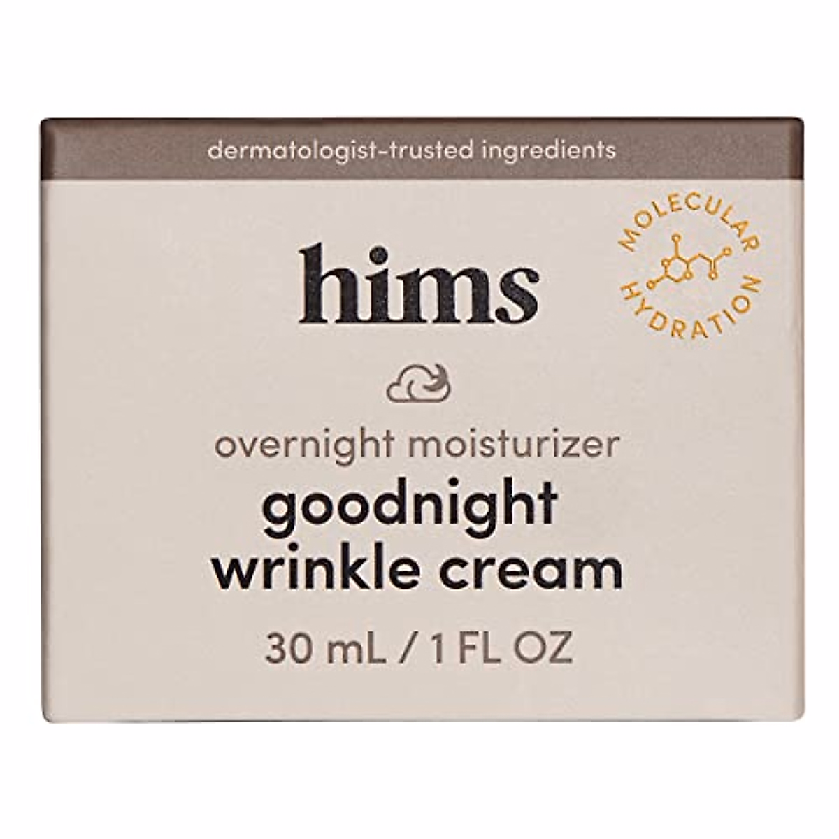 hims goodnight wrinkle cream for men - fine lines, puffiness, dark eye circles - caffeine, hyaluronic acid, night cream, almond scent - vegan, cruelty-free, no parabens - (1oz)