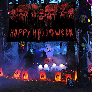 Scary Skull Table Runner Table Decorations, Halloween Background Banners Horror Halloween Photo Background for Halloween Party Wall Door Decor