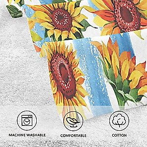Sunflower Flower Hand Towels Set of 2, Highly Absorbent Soft Cotton Face Towels Bathroom Decorative Towel for Beach Gym Spa Shower, 16x28In