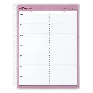 Snap-in Dashboard - Wellness. Track Food, Water, Activities and More. Wet-Erase and Double-Sided. 7" x 9" or Larger Notebook Snap-in Accessory by Erin Condren.