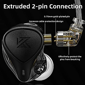 Kinboofi KZ xCrinacle CRN ZEX Pro in Ear Monitor, Electrostatic Driver&Dynamic Driver&Balanced Armature Driver Triple Hybrid Driver HiFi Wried Headphone with Detachable 2 Pin Cable (with Mic, Black)