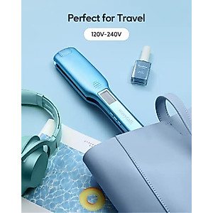 Hair Straightener, 1.75 Inch Wide Titanium Flat Iron for Hair, Professional Hair Straightener with Adjustable Temp(170 ℉-450℉ ), Fast Heat Up Dual Voltage Flat Iron(Blue)