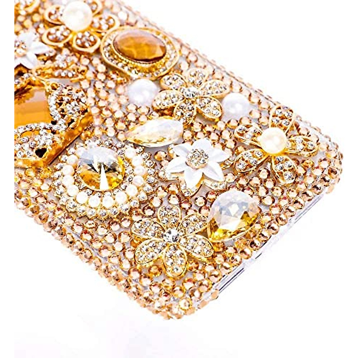 Threesee for Galaxy Note 10 Plus Bling Glitter Case,3D Cute Champagne Gold Diamond Women Girls Crystal Rhinestone Crown Handbag Bumper Clear Protective Phone Cover for Samsung Galaxy Note 10 Plus