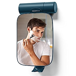 TOUCHBeauty 3X Shower Mirrors for Shaving with Razor Holder, Heldhand & 360 Degree Swivel, Larger Size 11" Blue Bathroom Accessories for Men