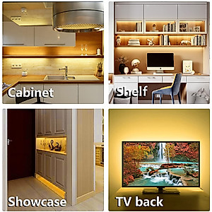 WOBANE Under Cabinet Lighting, 8PCS LED Strip Lights with Remote and 24W Adapter, Ultra Bright 240-LED Tape Light for Kitchen,Counter,Shelf,TV Back 2700K Warm White,Dimmable,Timing,Memory Function