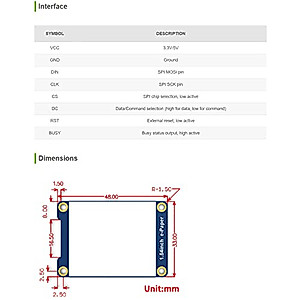 Waveshare 1.54inch E-Ink Display Module Compatible with Raspberry Pi 5/4B/3B/Zero/Zero W/Zero 2W/Pico/Pico W/Pico WH, 200x200 Resolution SPI Interface Supports Partial Refresh.