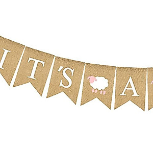Lamb Baby Shower Decorations, It's A Girl Burlap Banner,Baby Sheep Themed Baby Shower Party, Little Lamb Décor Party Supplies