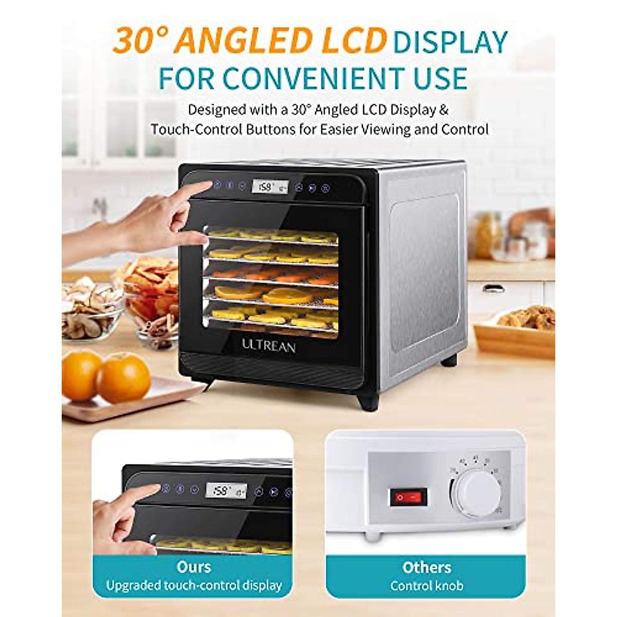 Ultrean Food Dehydrator, 8 Stainless Steel Trays Dehydrator for Jerky, Fruit, Veggies, Meat, Yogurt, Food Dryer Machine with Adjustable Digital Timer and Temperature Control (Rscipe Book Included)