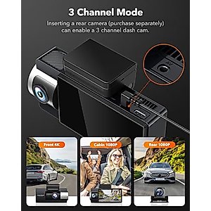 WOLFBOX i17 Dash Cam Front Inside, 4K+2.5K 5G WiFi Dual Dash Camera with 64GB Card, 2160P UHD 3" LCD Car Camera for Cars with Super IR Night Vision, Smart Parking Monitor, GPS, Loop Recording