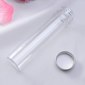 UKCOCO 12 PCS Flat-Bottomed Plastic Clear Test Tubes with Screw Caps Candy Cosmetic Travel Lotion Containers 110ml